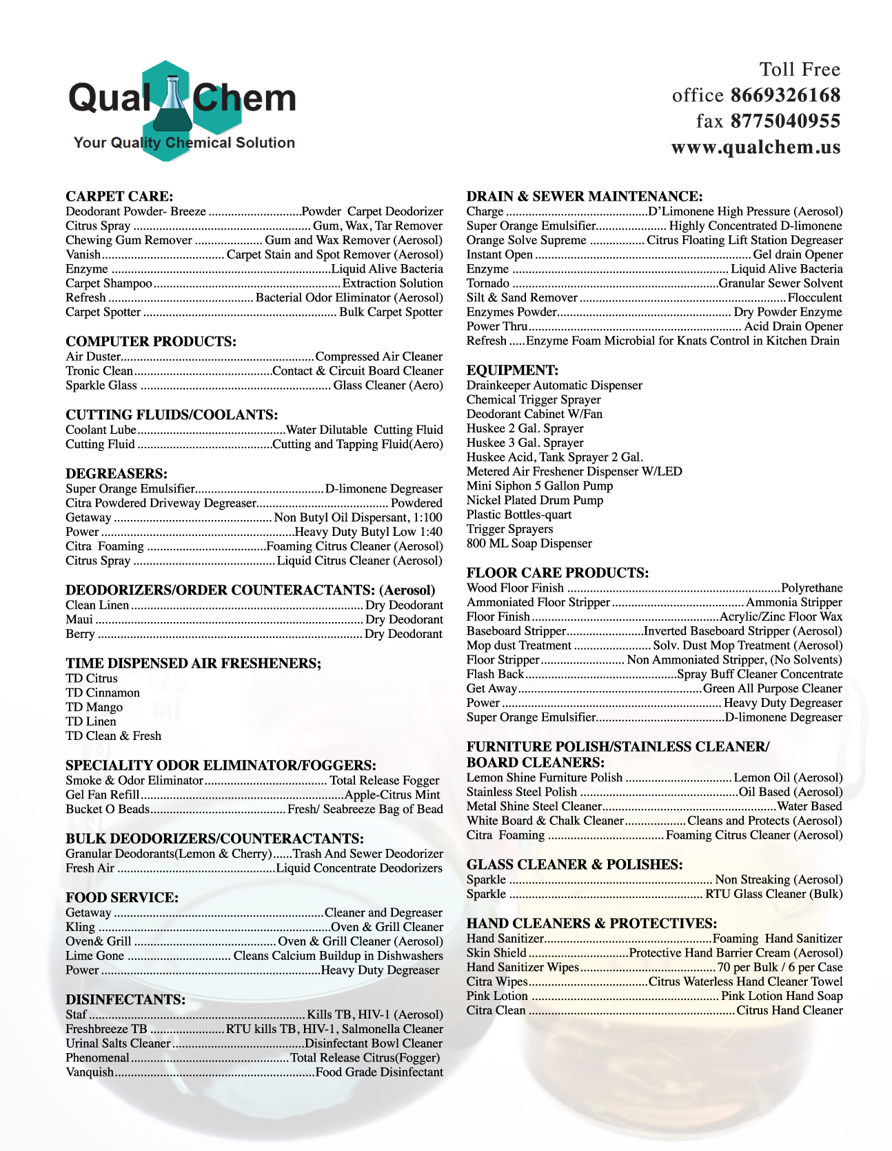 Line Cards - Qual Chem
